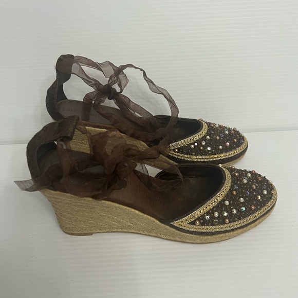 Laura Ashley | Shoes | Laura Ashley Wedge Shoes With Ankle Strap 1m ...